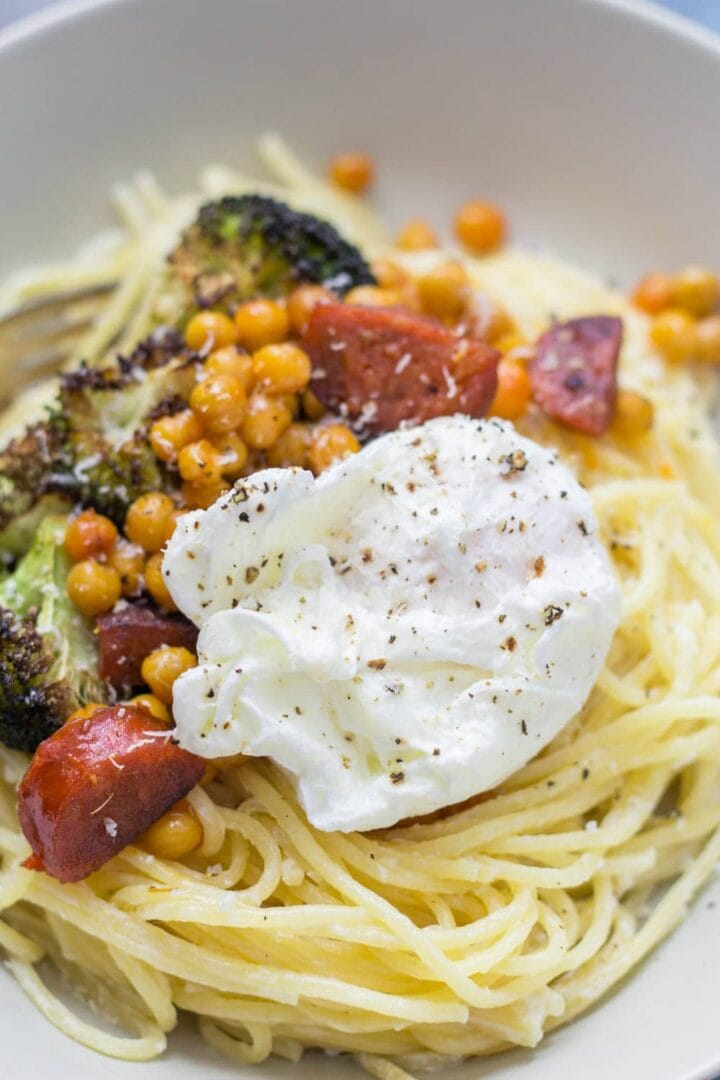 Garlic Pasta With Broccoli, Chickpeas & Chorizo • The Cook Report