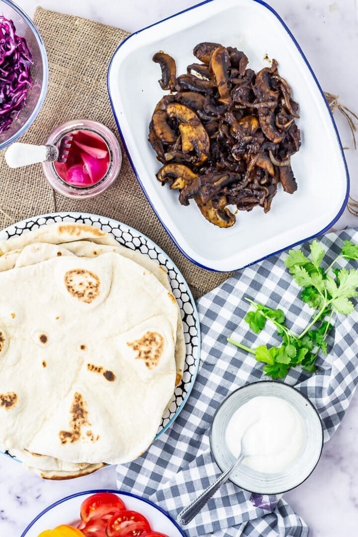 Mushroom Wraps with Pickled Red Onion • The Cook Report