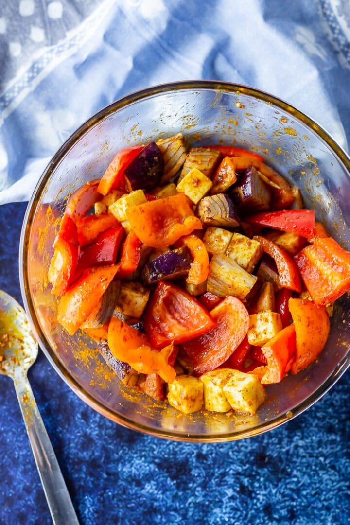 Chilli Paneer Tray Bake with Coriander Sauce • The Cook Report
