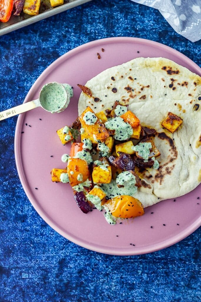 Chilli Paneer Tray Bake with Coriander Sauce • The Cook Report