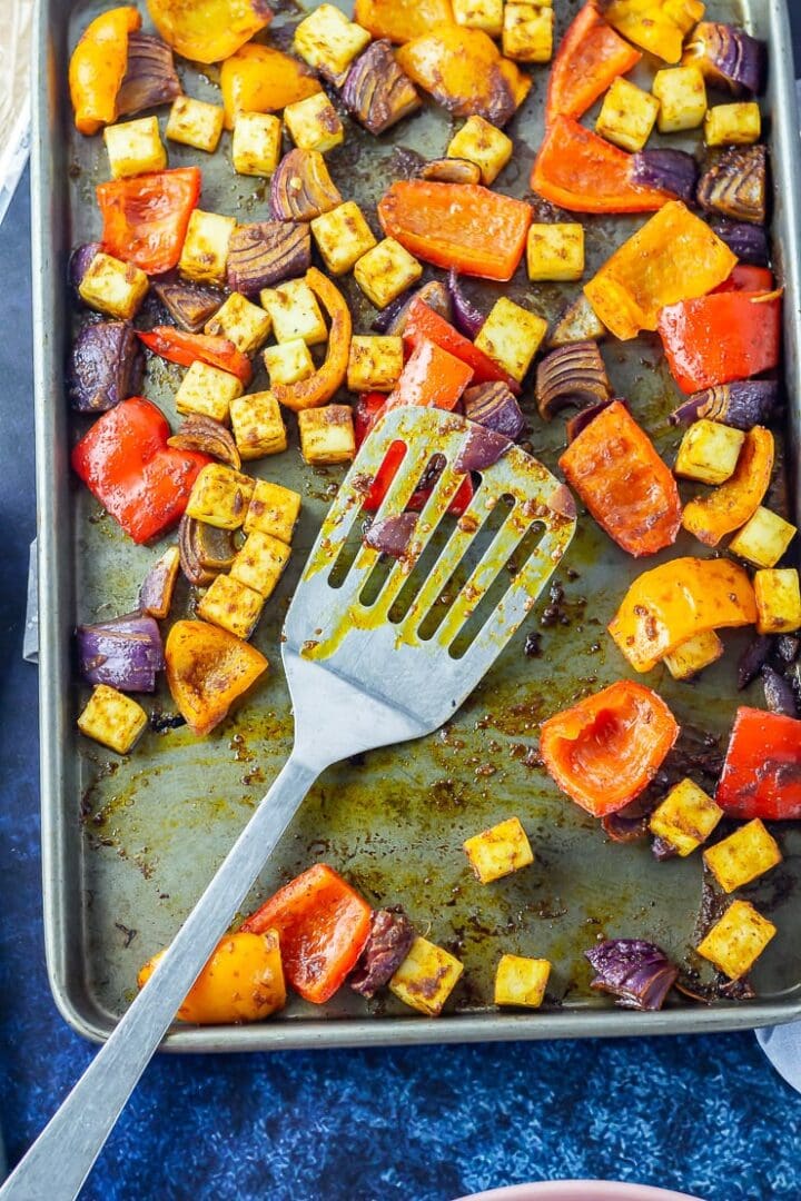 Chilli Paneer Tray Bake with Coriander Sauce • The Cook Report