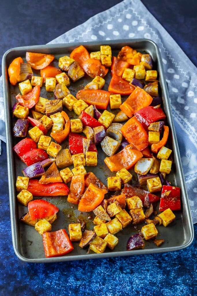 Chilli Paneer Tray Bake with Coriander Sauce • The Cook Report