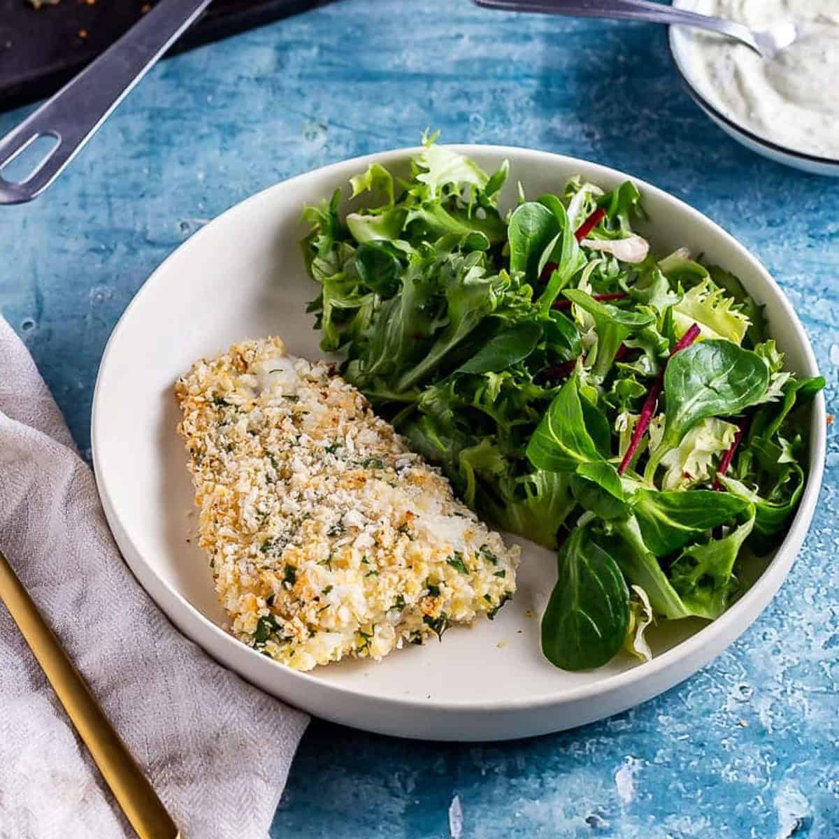 Parmesan Breaded Fish with Pesto Yoghurt Dip • The Cook Report