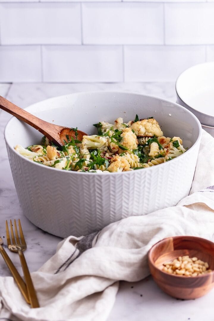 Roasted Cauliflower Pasta with Zingy Dressing • The Cook Report