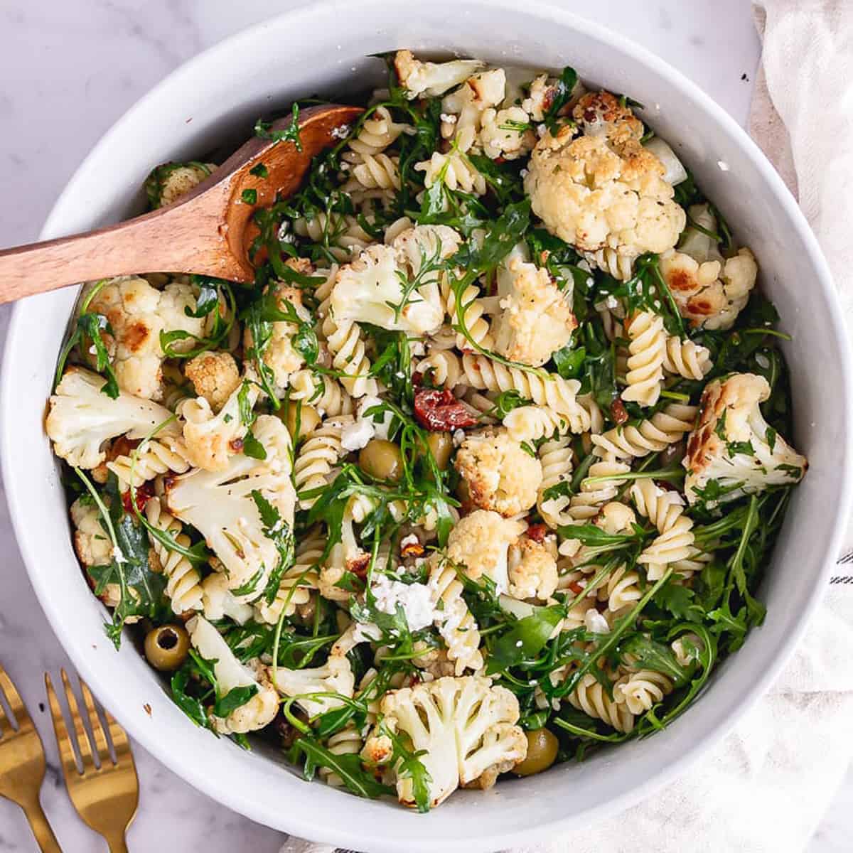 Roasted Cauliflower Pasta with Zingy Dressing • The Cook Report