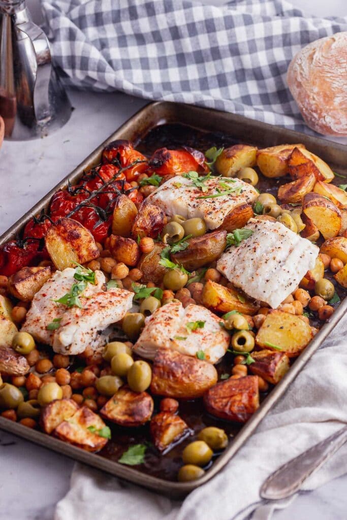 Easy Cod Traybake with Tomato, Potato & Chickpeas • The Cook Report