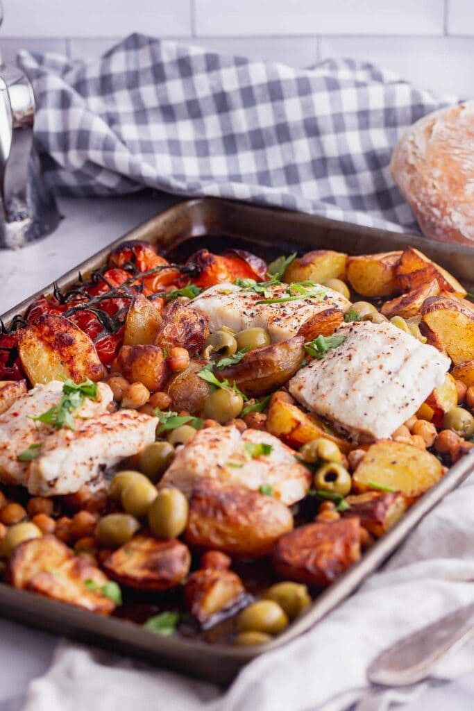 Easy Cod Traybake with Tomato, Potato & Chickpeas • The Cook Report