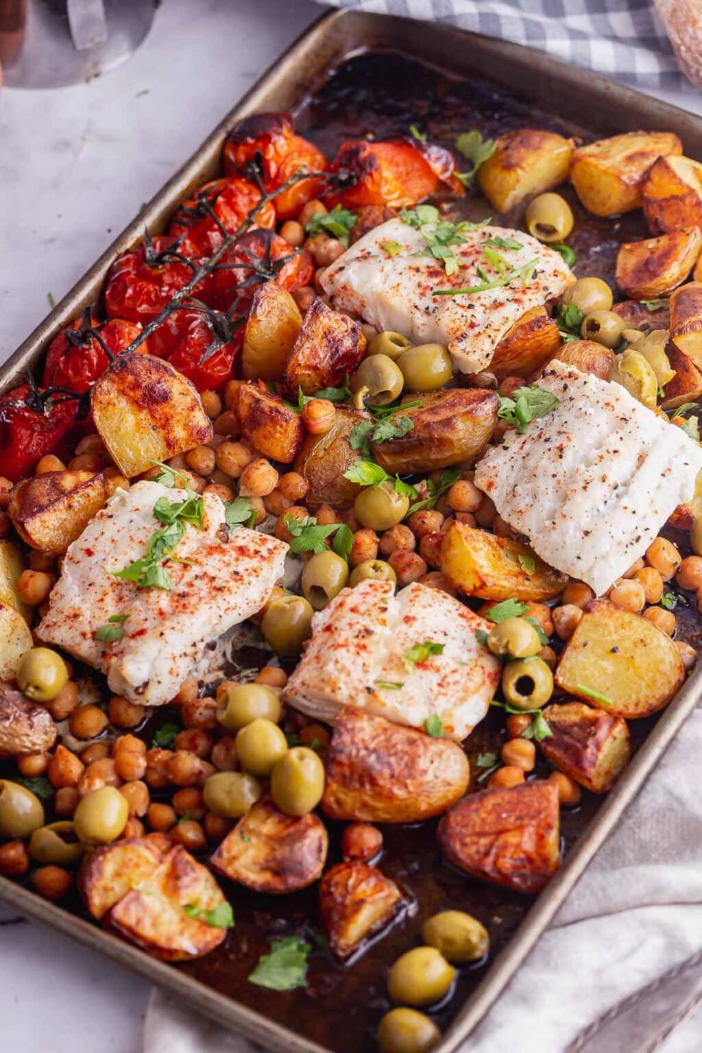 Easy Cod Traybake with Tomato, Potato & Chickpeas • The Cook Report
