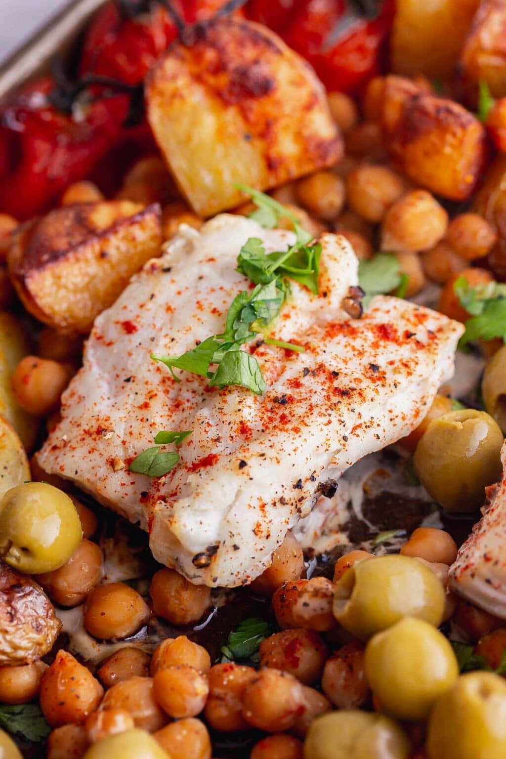 Easy Cod Traybake with Tomato, Potato & Chickpeas • The Cook Report
