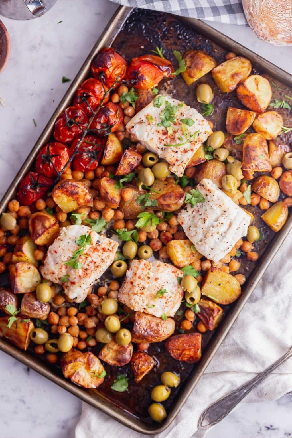 Easy Cod Traybake with Tomato, Potato & Chickpeas • The Cook Report