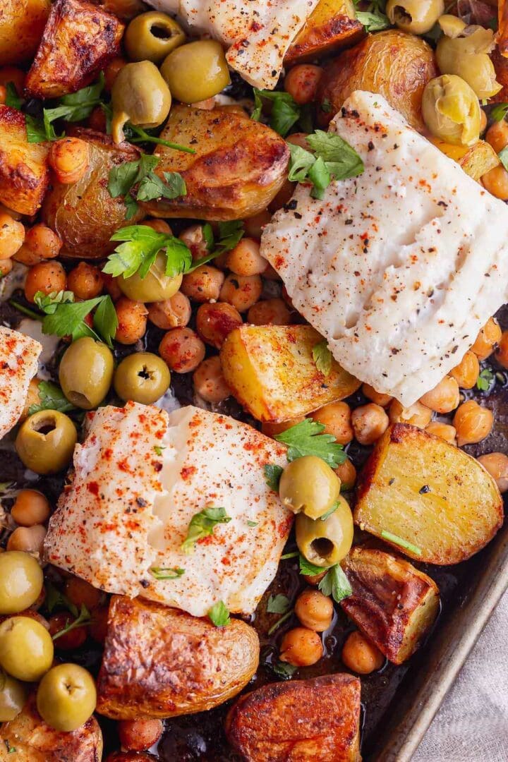 Easy Cod Traybake with Tomato, Potato & Chickpeas • The Cook Report