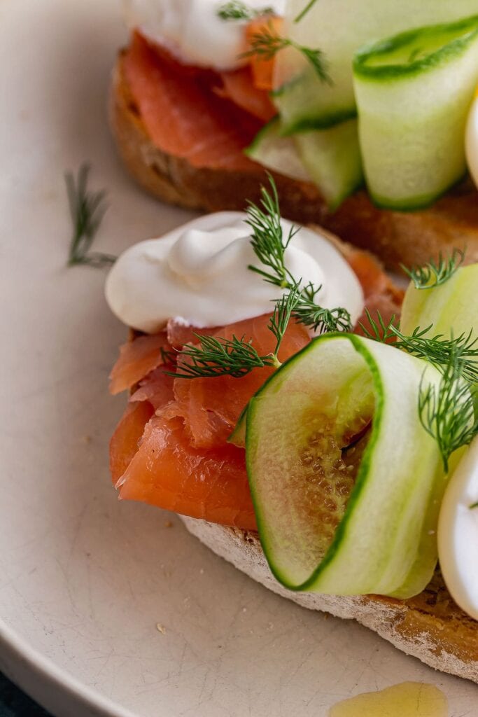 Smoked Salmon Toasts With Cucumber Ribbons • The Cook Report