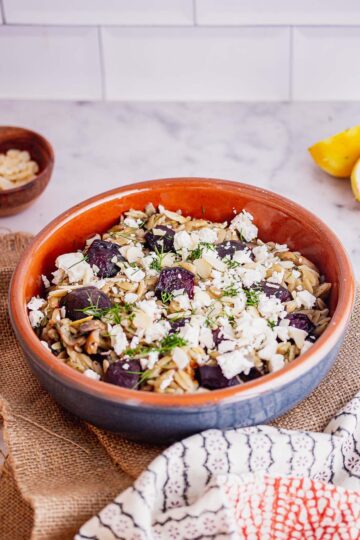 Mushroom Orzo with Beetroot & Feta • The Cook Report