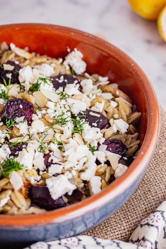 Mushroom Orzo with Beetroot & Feta • The Cook Report