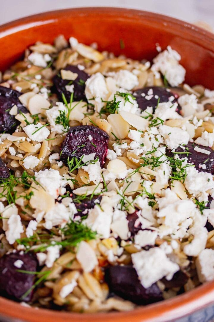 Mushroom Orzo with Beetroot & Feta • The Cook Report