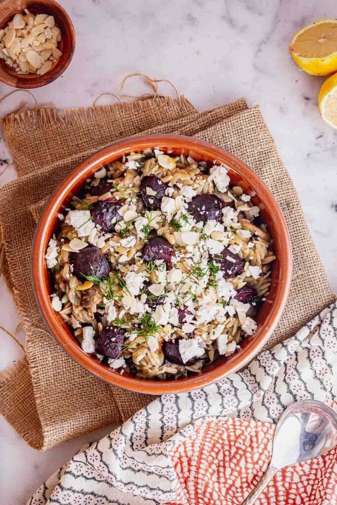 Mushroom Orzo with Beetroot & Feta • The Cook Report
